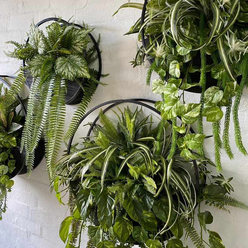 Black Wooden Half Moon Wall Planters